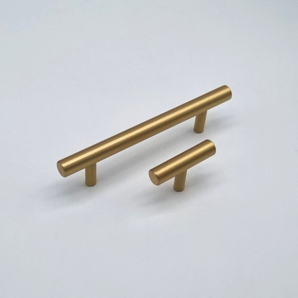 Solid Brass Brushed Brass T Bar Drawer Cabinet Cupboard Handles | Deals ...